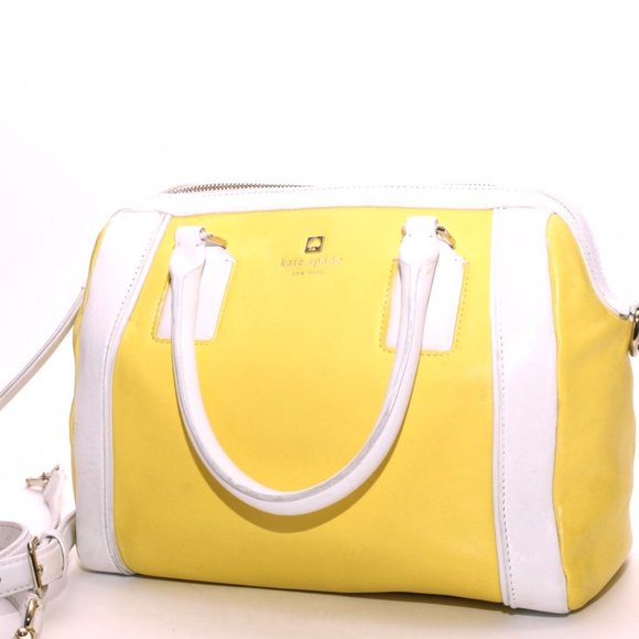kate spade | Bags | Kate Spade Bright Yellow And White Satchel ...